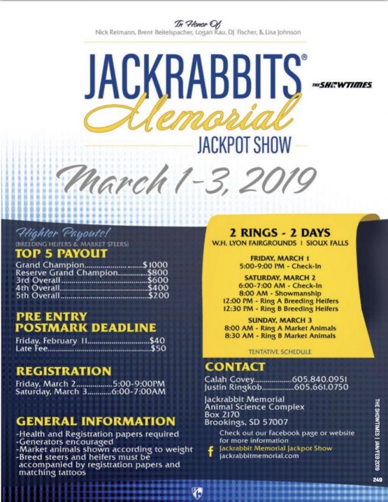 Jackrabbits Memorial Jackpot Show in memory of Nick Reimann, Brent ...