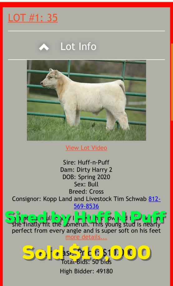 Congrats Kopp Land and Livestock on your high selling Huff N Puff Bull ...